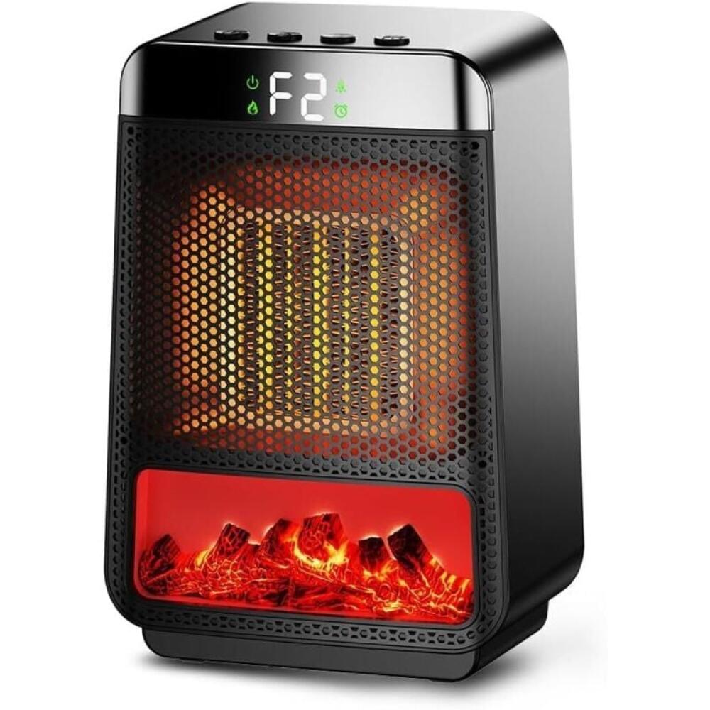 Calefactor portátil, calefactor cerámico ECO PTC con temporizador y luz ...