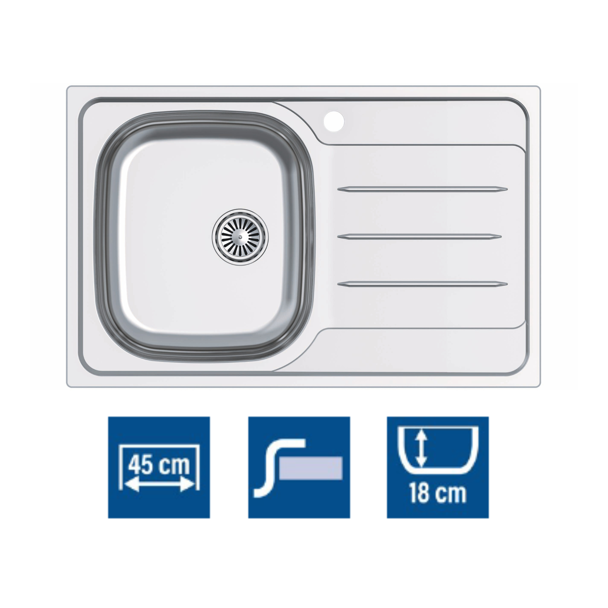 Cata Fregadero Sobre Encimera CDL-1ED /A Cubeta Cuadrada Escurridor ...