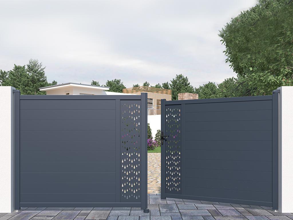 Portón aluminio Ancho 397 x Alt. 181 cm antracita GREGOR | Leroy Merlin