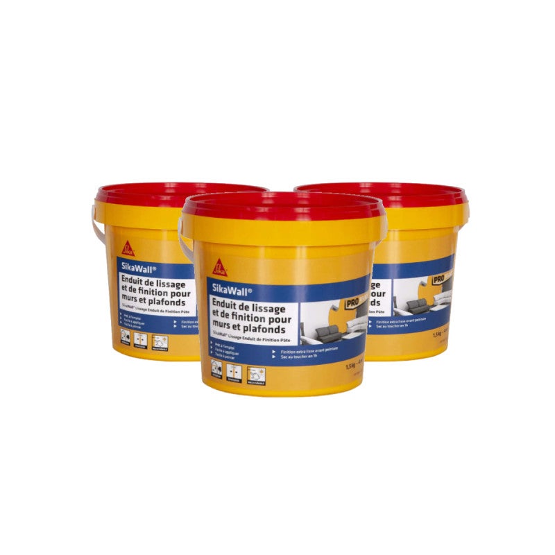 Lot de 3 enduits de lissage SIKA SikaWall et de finition en pâte - 1 ...