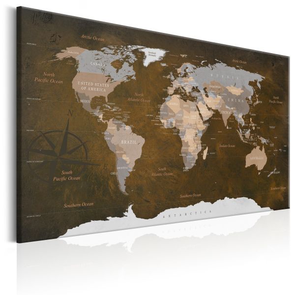 Tableau Cartes du monde Cinnamon Travels 90x60 cm | Leroy Merlin