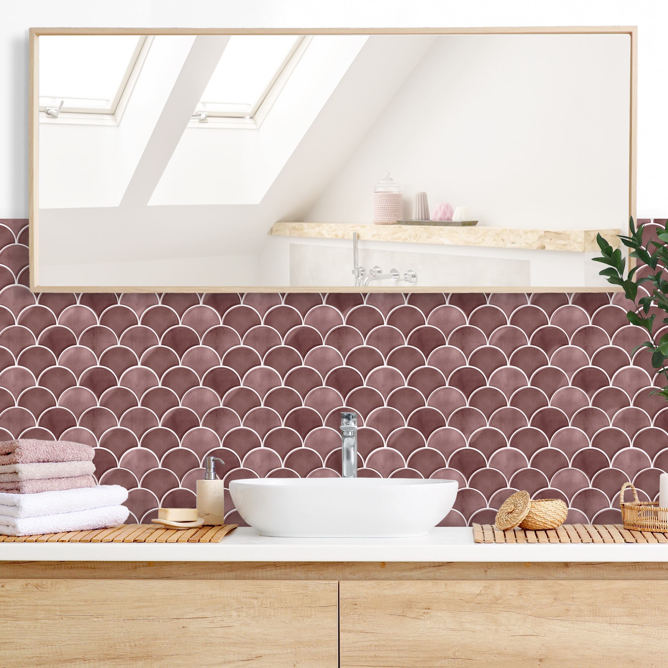 Rivestimento per bagno - Piastrelle a squame effetto ceramica rosa 150 ...