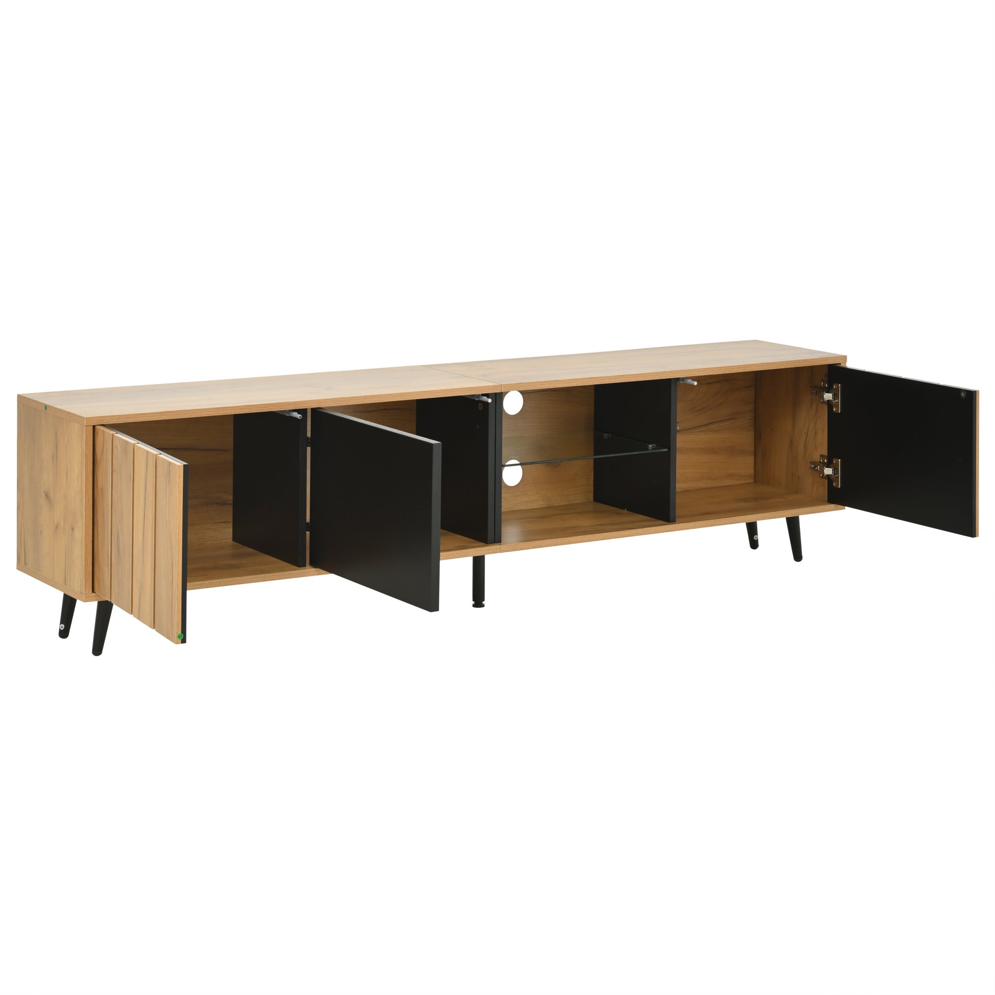 Mueble TV lowboard 175 x 31,5 x 45 cm - 3 armarios, diseño sencillo con ...