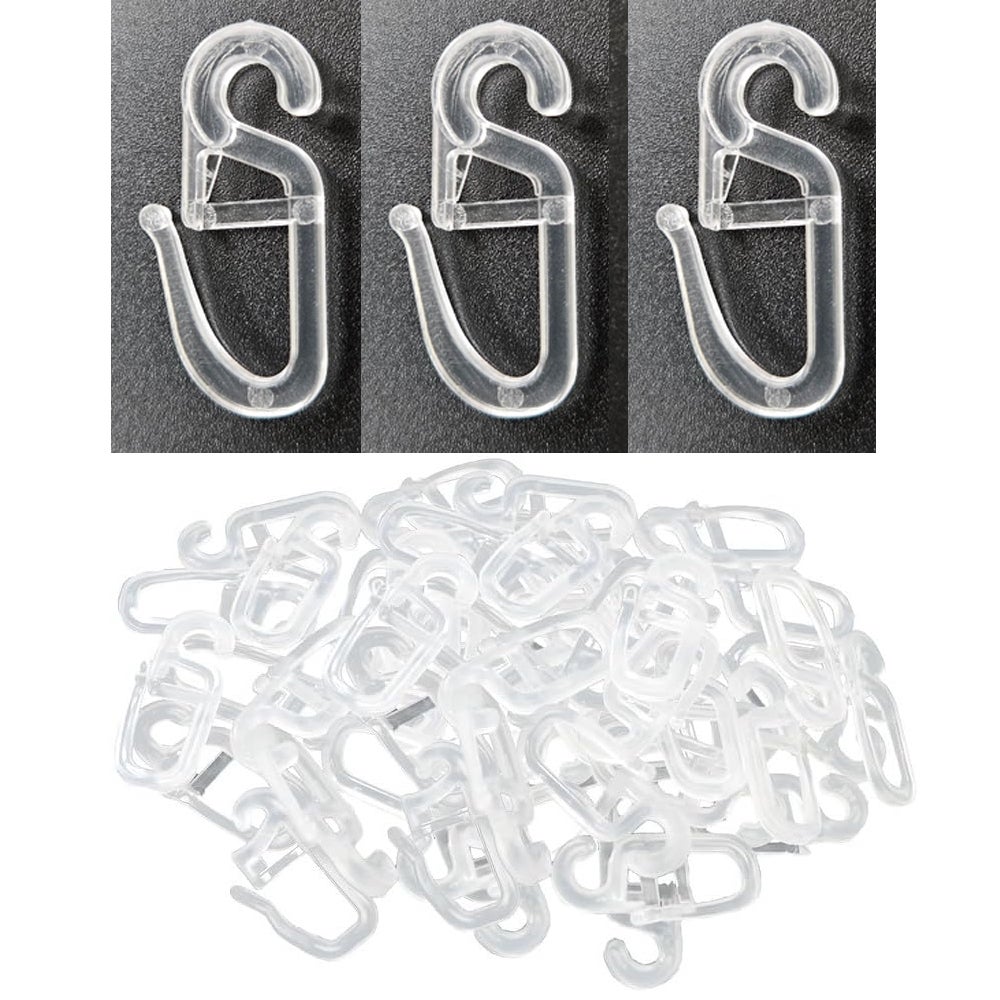 Lot de 100 crochets à rideaux transparents, crochets en plastique pour ...