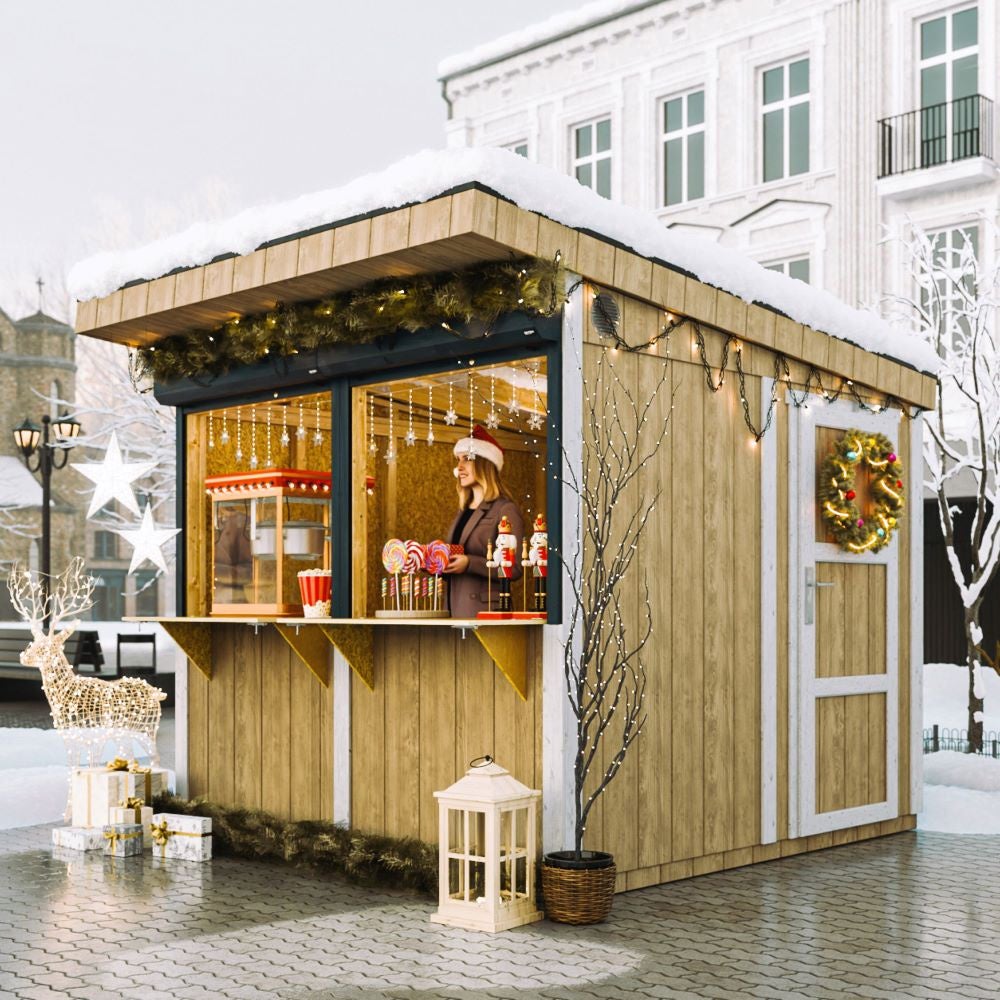 Quiosco de panel Premium - 5,9m² - H240x248x305 cm - Timbela M950 ...