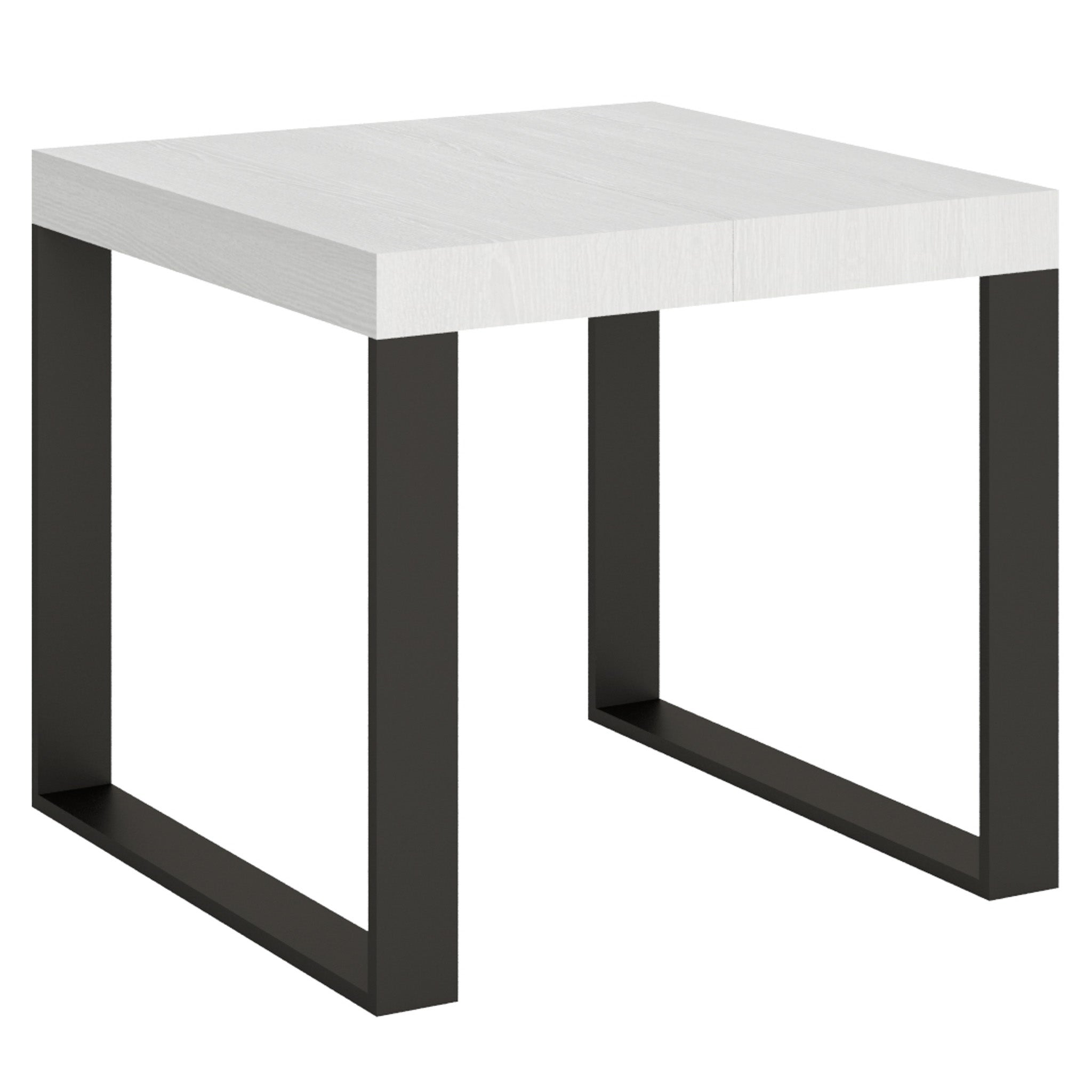 Table extensible 90x90/246 cm Tecno Frêne Blanc cadre Anthracite ...