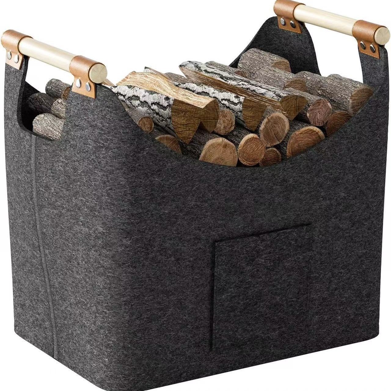 Panier en bois de cheminée XXL 50 * 32 * 40 cm, feutre extra épais ...