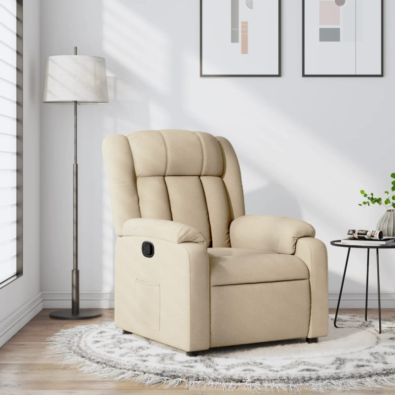 Sillón reclinable de tela crema vidaXL | Leroy Merlin