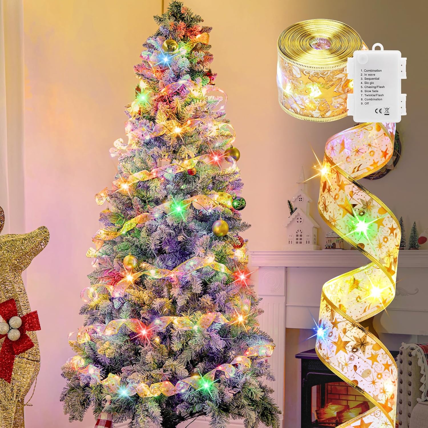 Guirnalda de luces LED para árbol de Navidad, 10 m, 100 luces LED ...