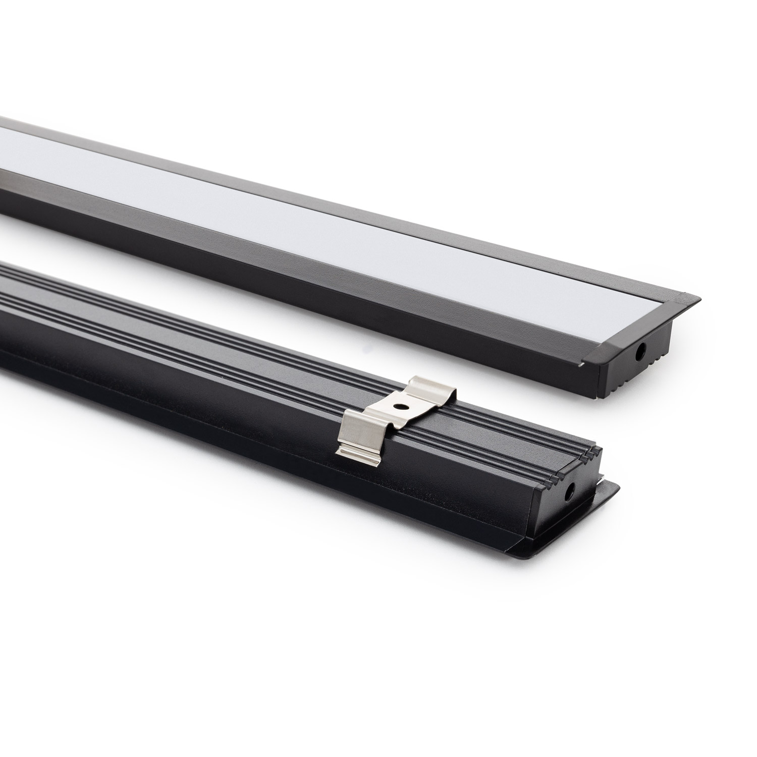 Ledkia Perfil Aluminio Empotrable para Tiras LED hasta 31 mm con Tapa Continua Negro 6 m ...