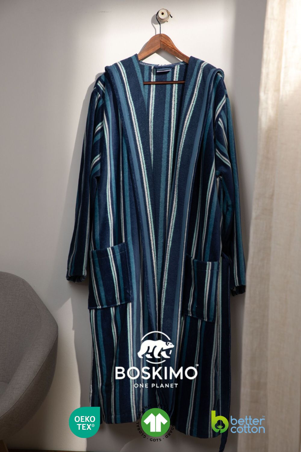 Boskimo Patricio - Peignoir Velours 100% Coton - Noir - Xl | Leroy Merlin