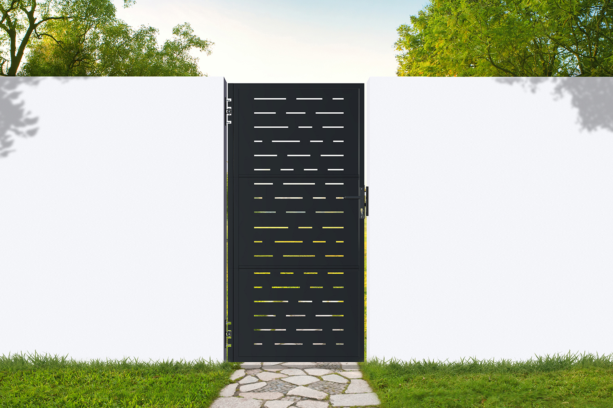 Portillon acier 1m NALI ARLBERG H.200cm Noir mat | Leroy Merlin