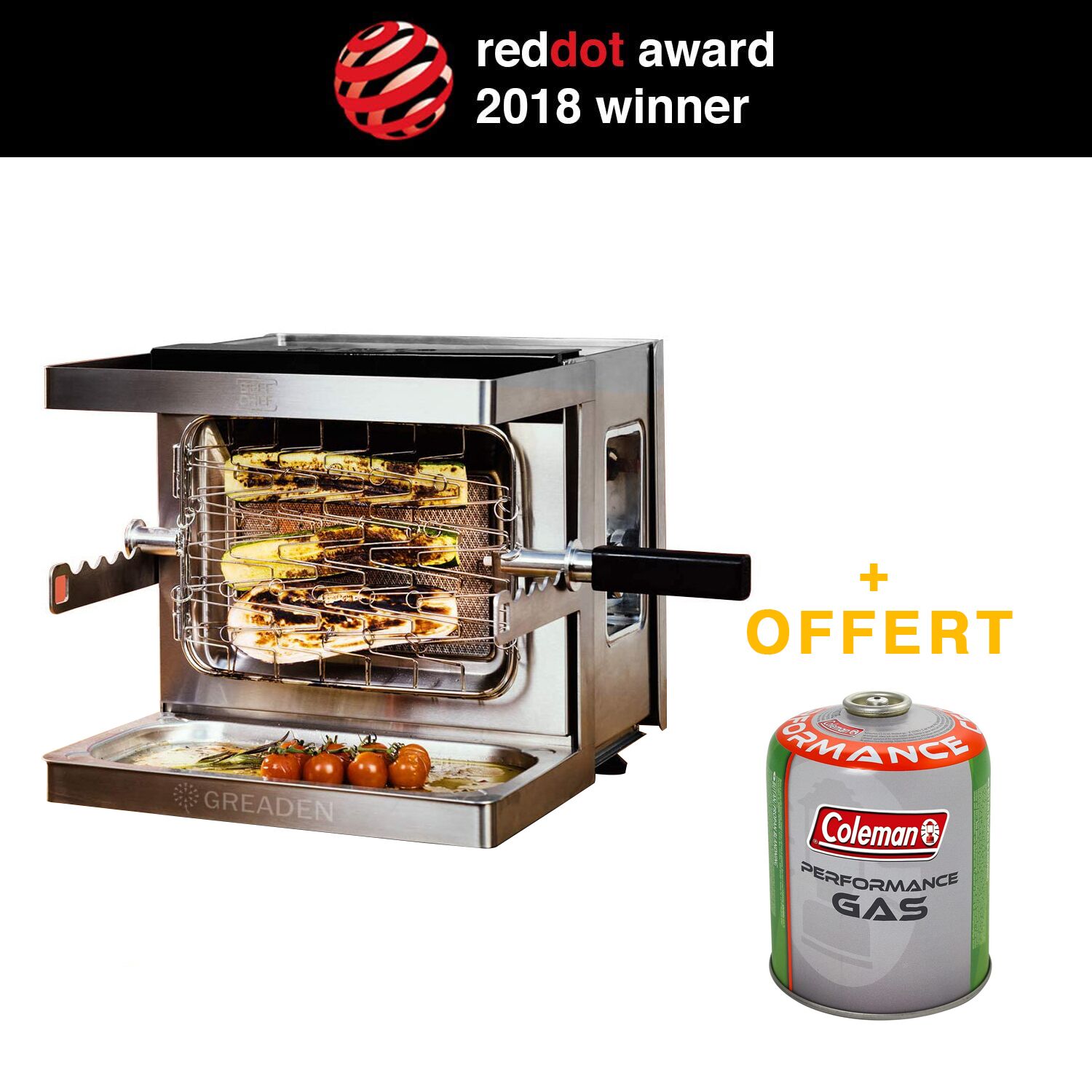 Mini Barbecue à Gaz Mobile GREADEN Beef Chef inox Puissant 800°C ...