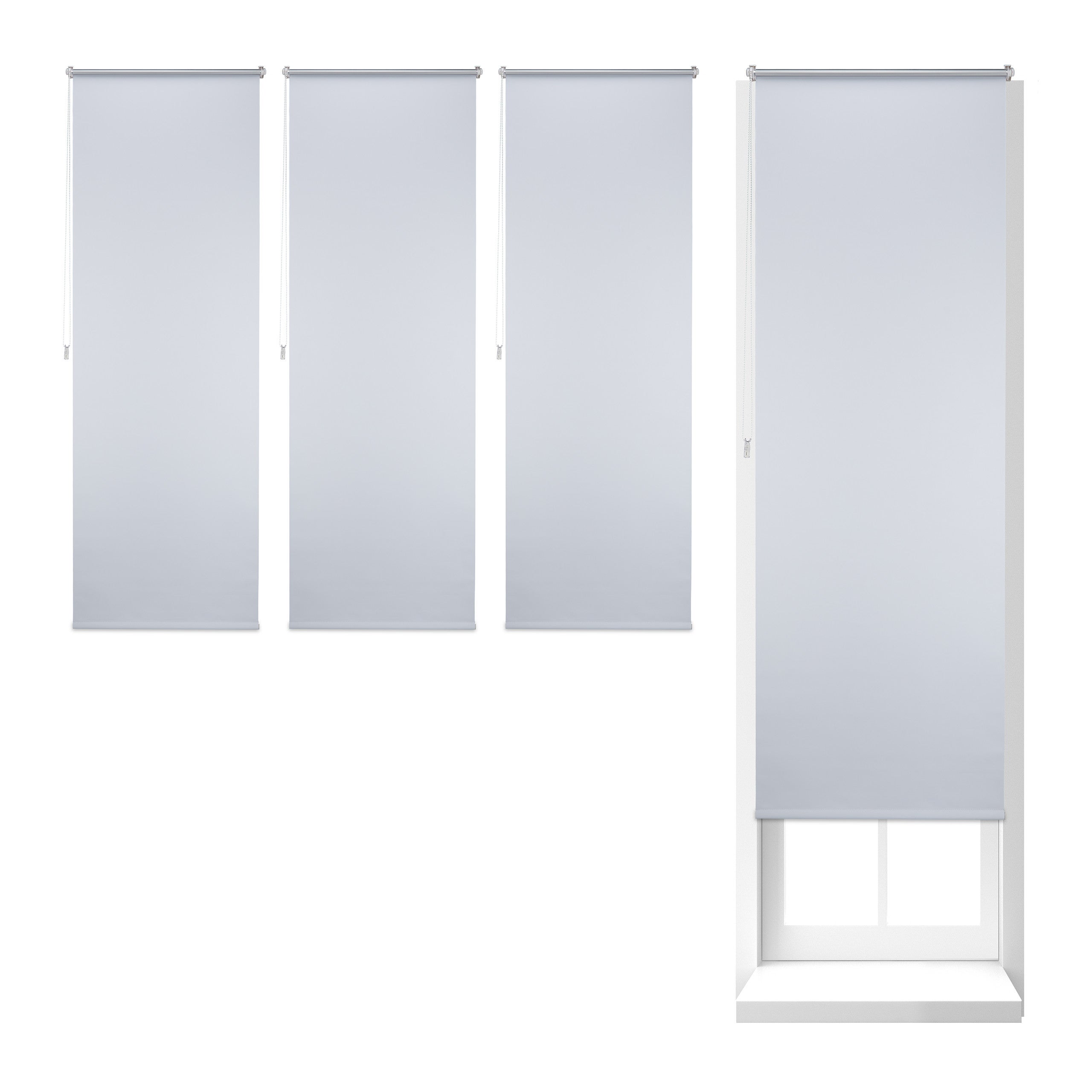 Store Enrouleur, lot de 4, Thermique, Chaînette latérale, Fixation sans ...