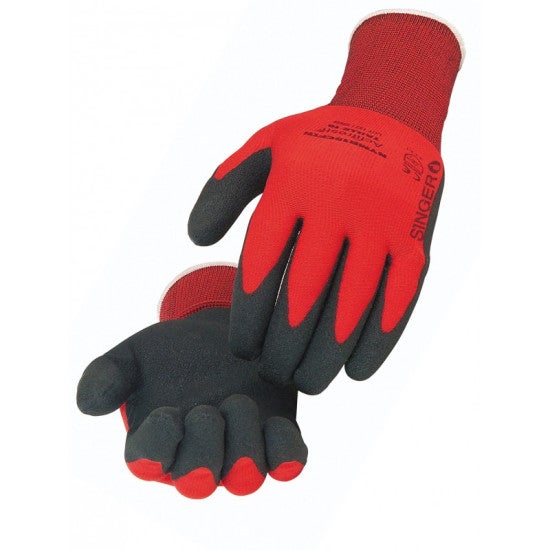 Gant manutention légère singer taille 10 rouge/noir polyamide enduit ...