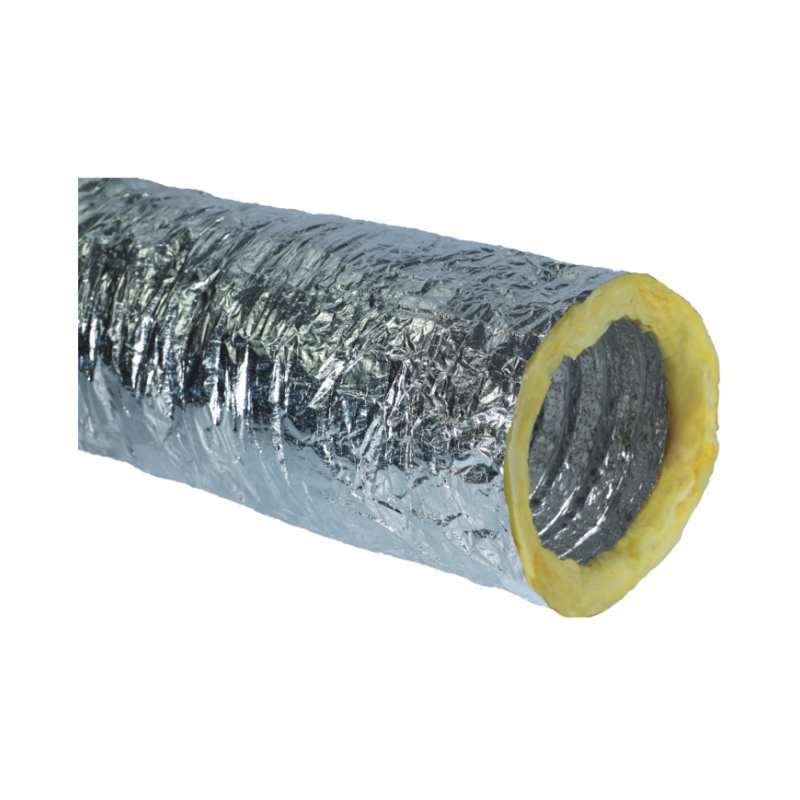 Gaine flexible aluminium isolé phonique M0/M1 laine de verre épaisseur ...