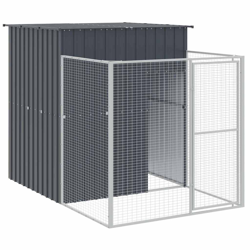 Niche pour chien avec enclos, acier galvanisé, gris, 165x251x181 cm ...