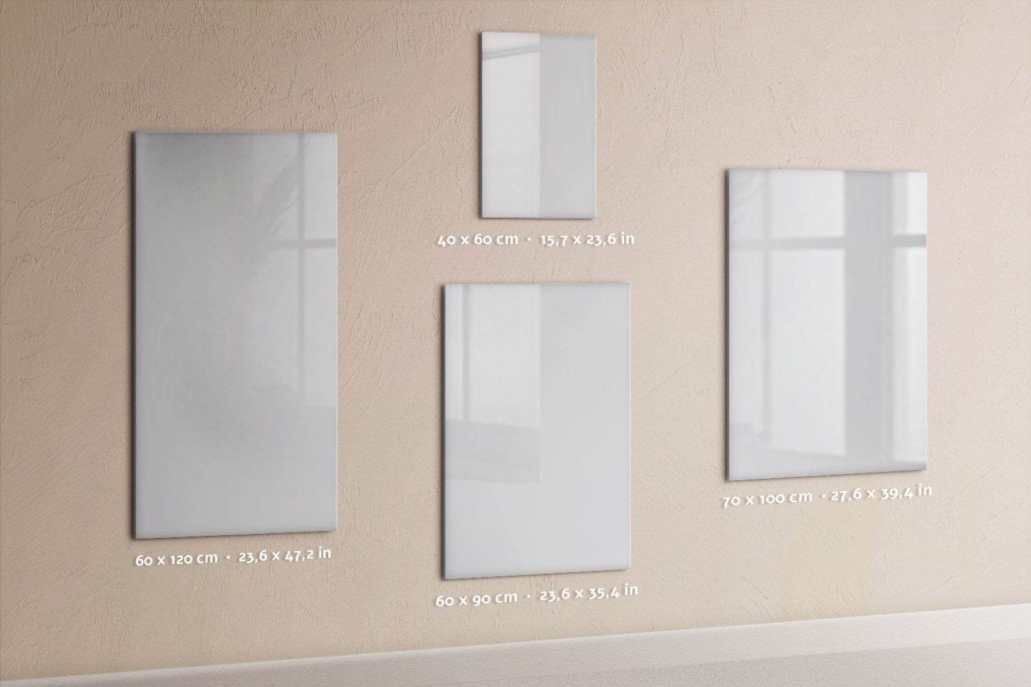 Pizarra magnética de pared, Tulup - 60x120 cm - Blanco roto, 5 imanes ...