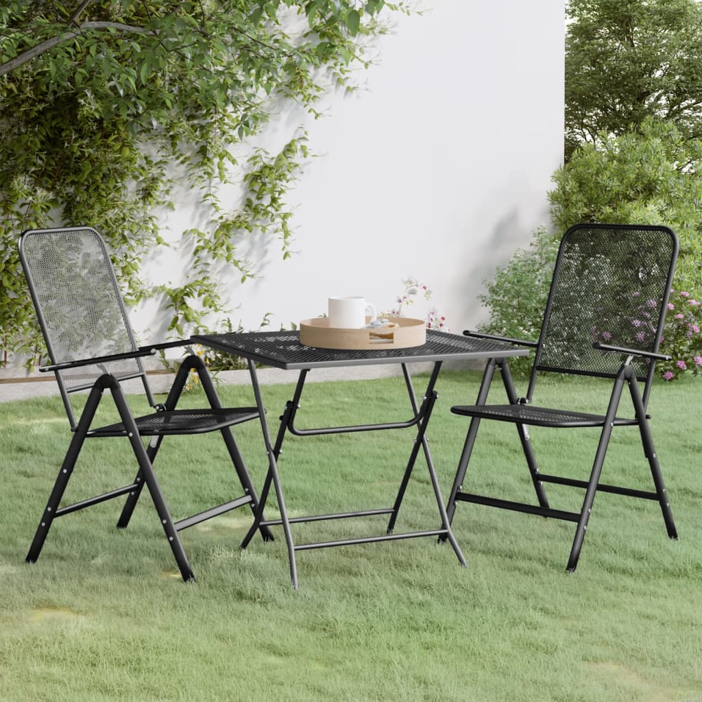Mobilier à dîner de jardin 3 pcs Maille Métal Anthracite 2 | Leroy Merlin