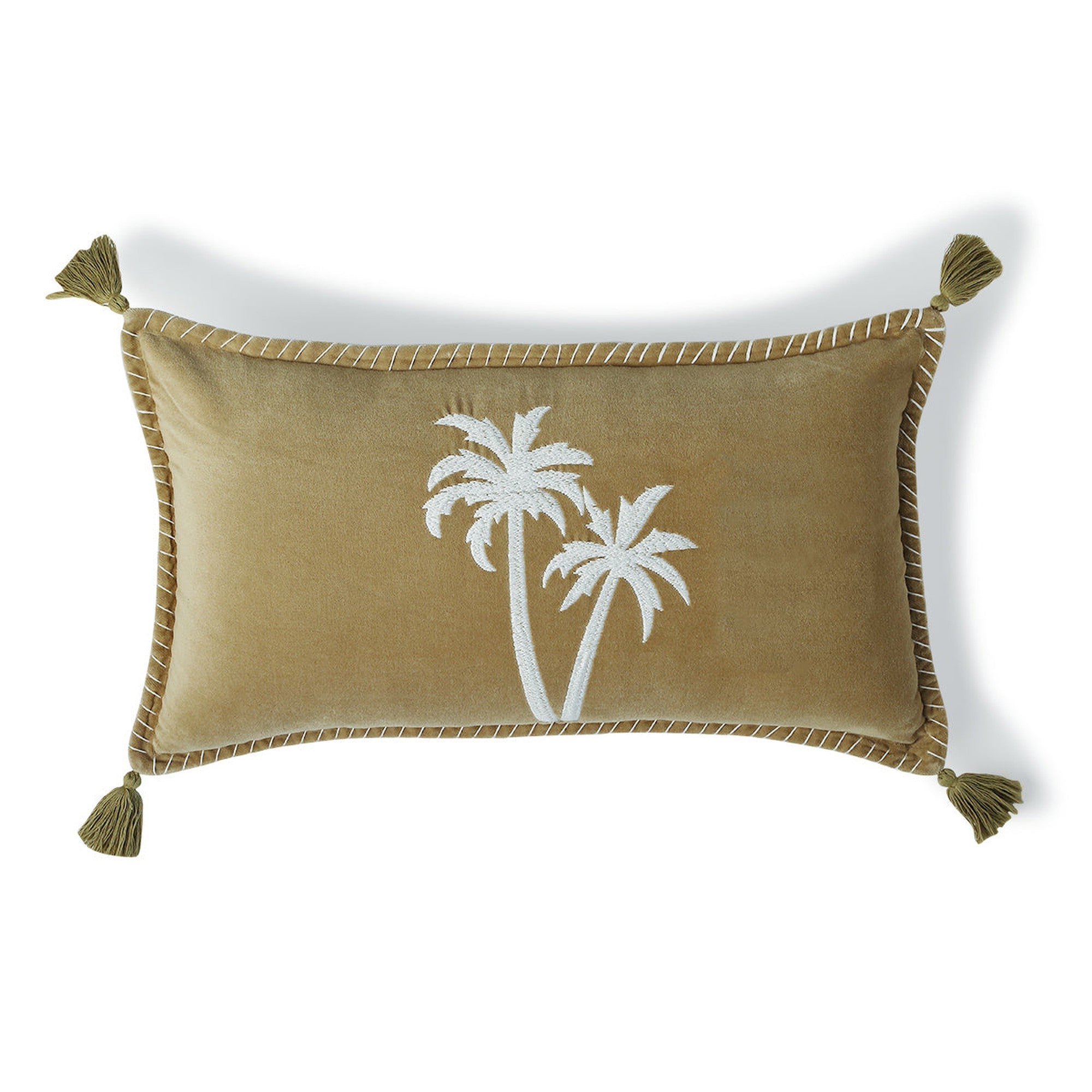 Coussin 50x30 velours de coton sable | Leroy Merlin