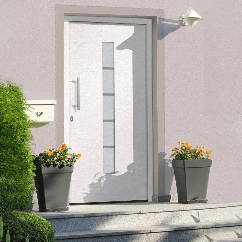 Puerta de entrada de aluminio blanco y PVC, 100x200 cm. | Leroy Merlin