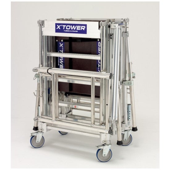 Échafaudage télescopique tubesca x'tower - hauteur 4m, avec plancher ...