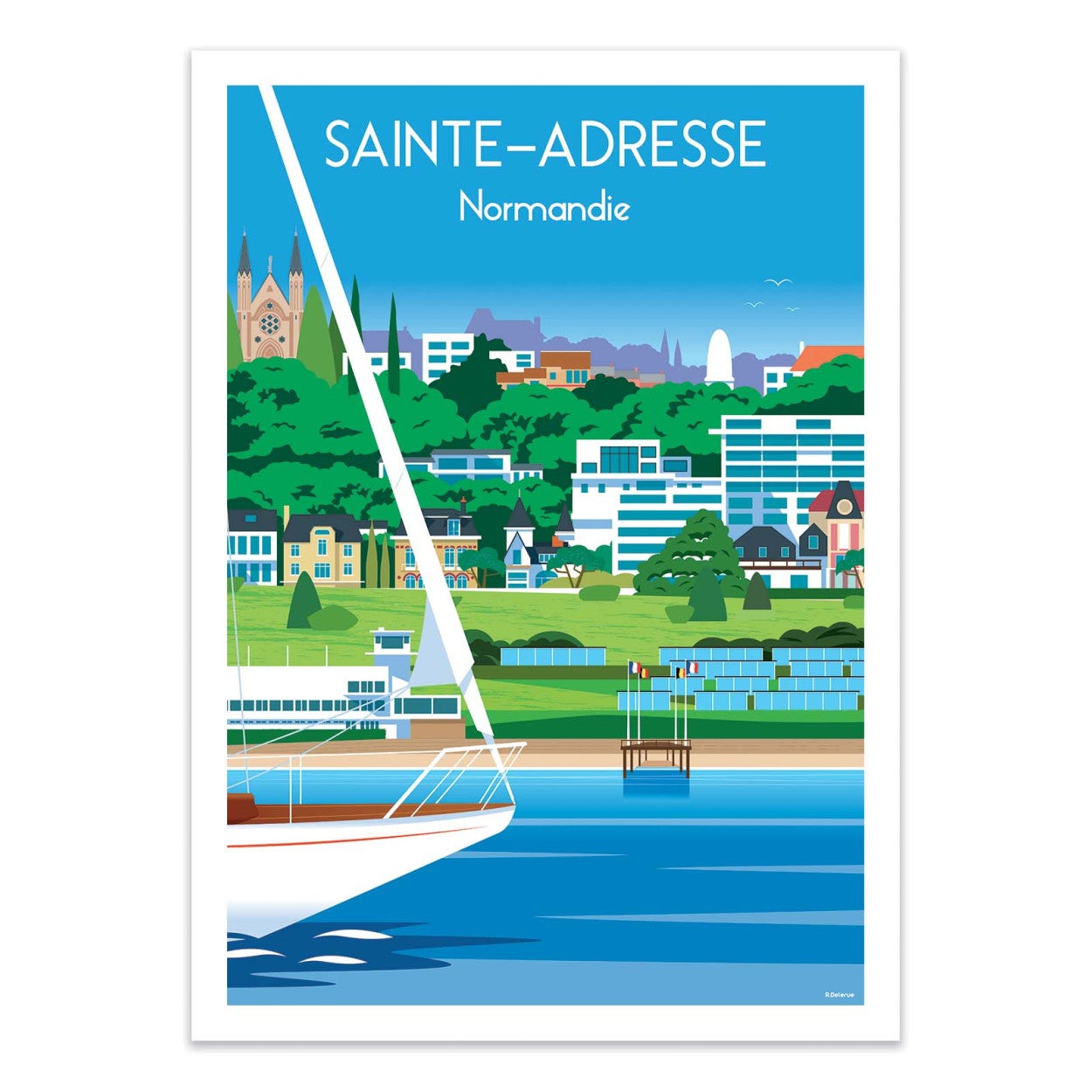 Affiche d’art 50 x 70 cm - Sainte adresse Normandie - Raphael Delerue | Leroy Merlin