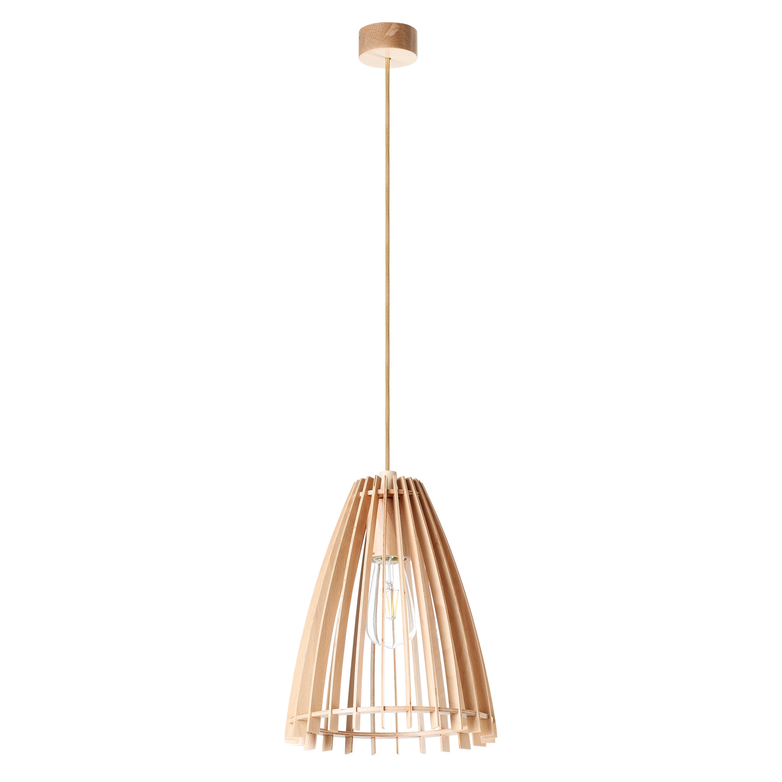 Suspension CUSKA Small E27 60W Bois de hêtre | Leroy Merlin