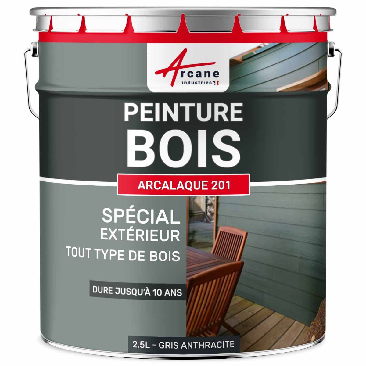 Peinture Bois Extérieur : Portails, bardage, abri, mobilier de jardin : ARCALAQUE 201 Gris ...