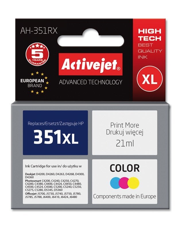 Cartucho de tinta Activejet AH-351RX para impresora HP, compatible con ...