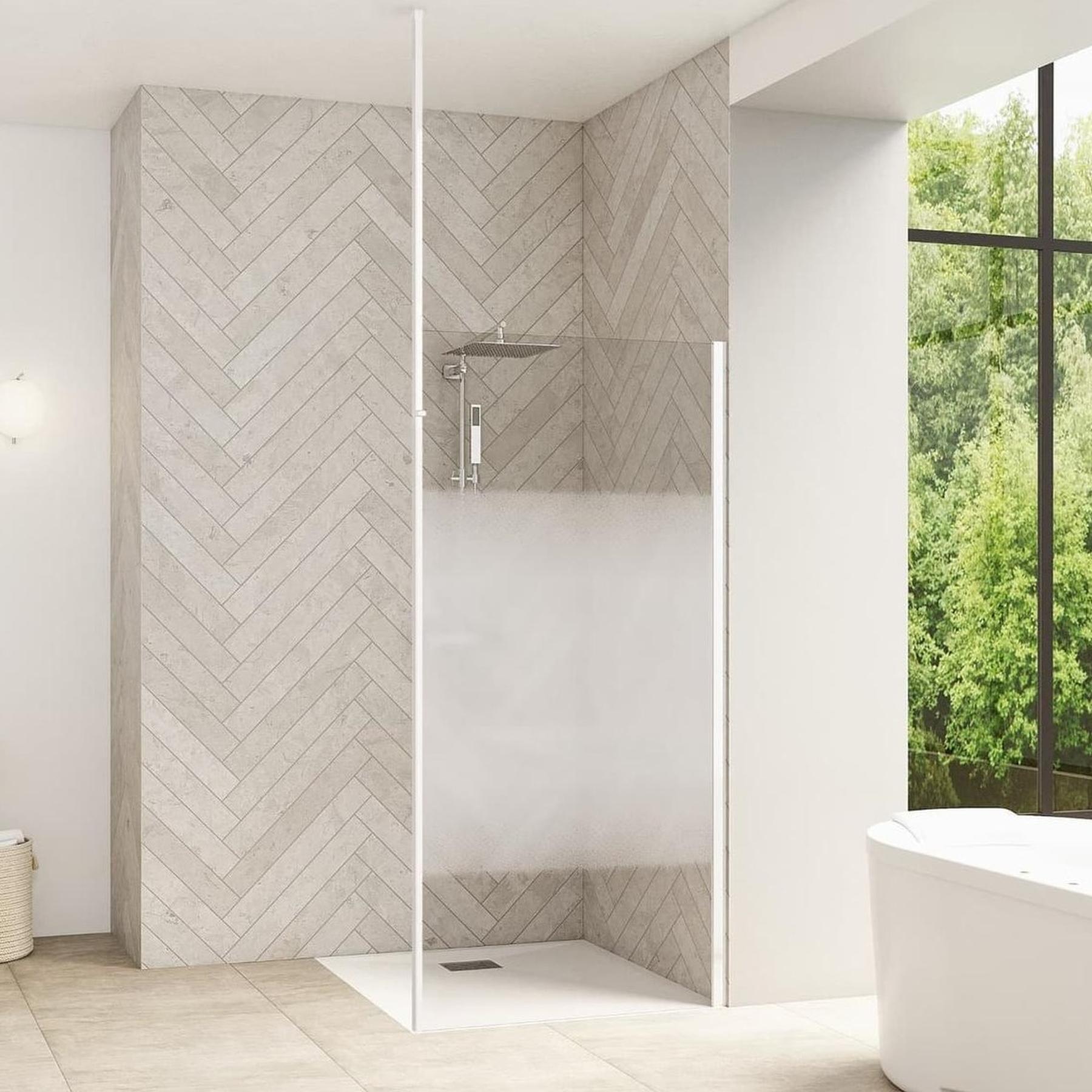 Pared de ducha fija SMART Diseño único L 80 cm H 1.98m refuerzo blanco ...