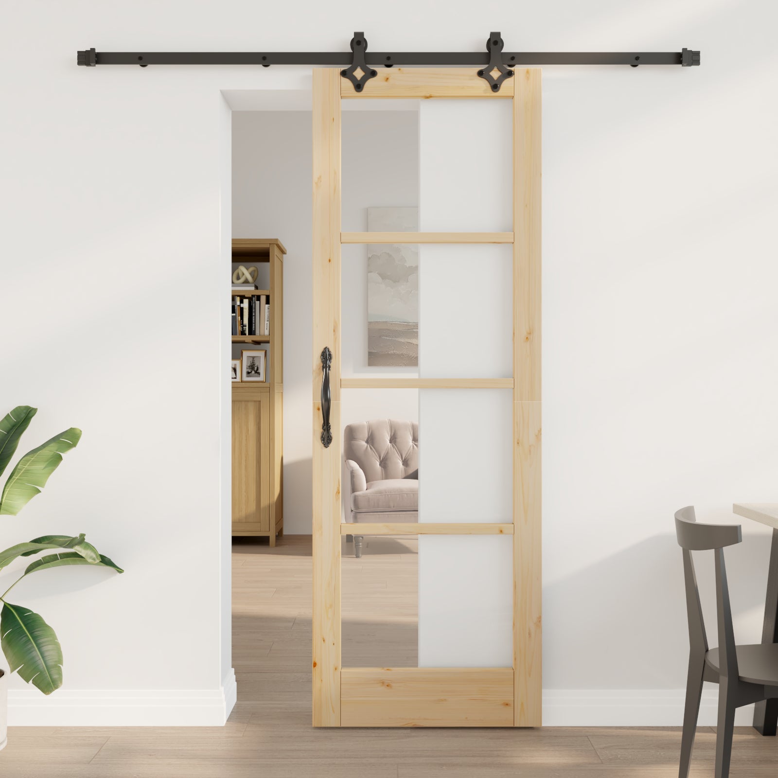 Puerta Corrediza ORKDAL Marrón 73.5 x 211 cm Madera y metal vidaXL ...
