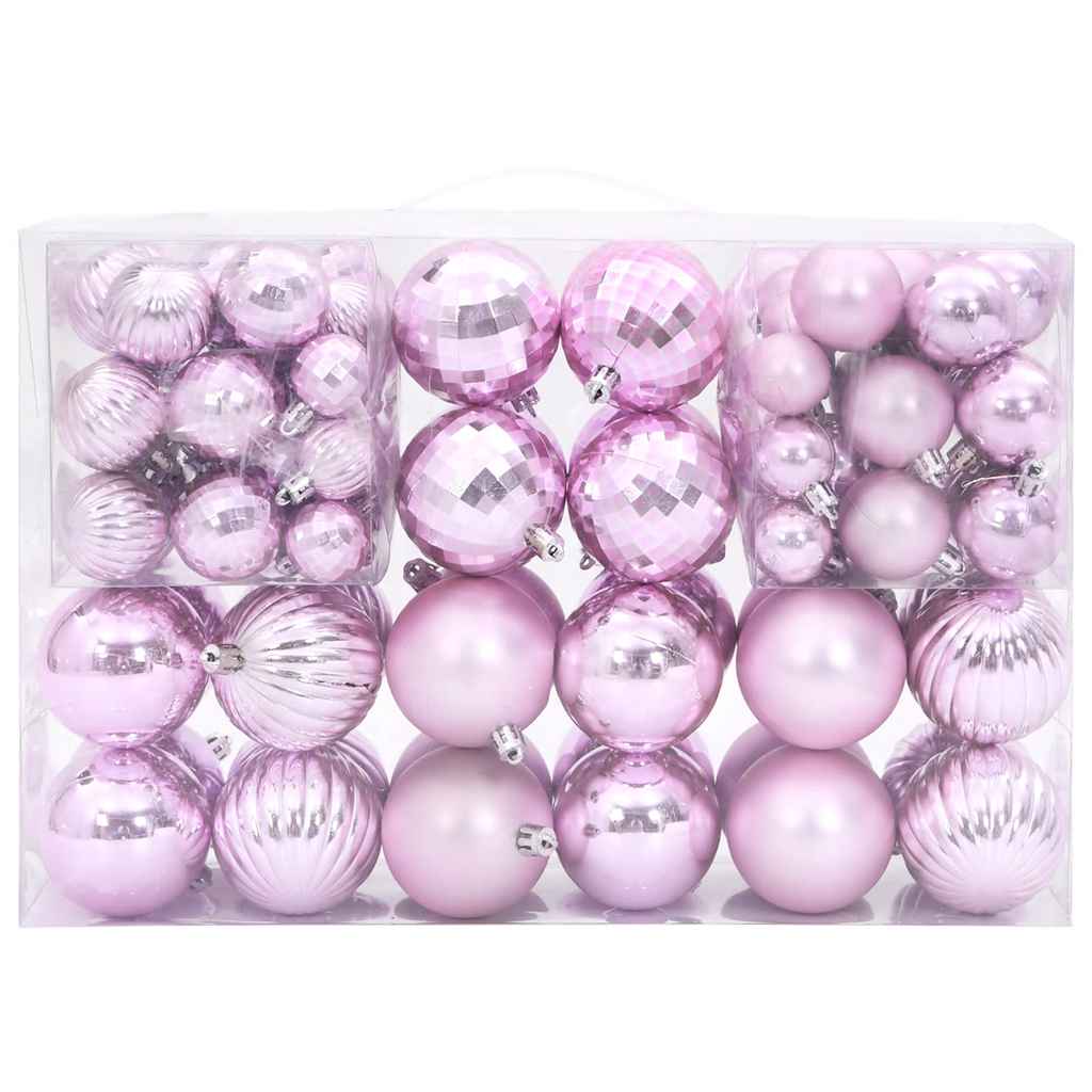 Boules De No l 100 Pcs Rose 3 4 6 Cm Leroy Merlin