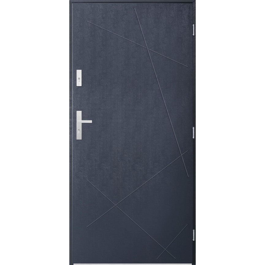 Porte d'entrée simple DIAGO 80 cm anthracite - Sans Poignée et serrure ...