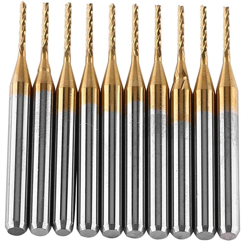 10pcs Fraise CNC 3.175mm 1mm RevêTement en Carbure de TungstèNe Et ...