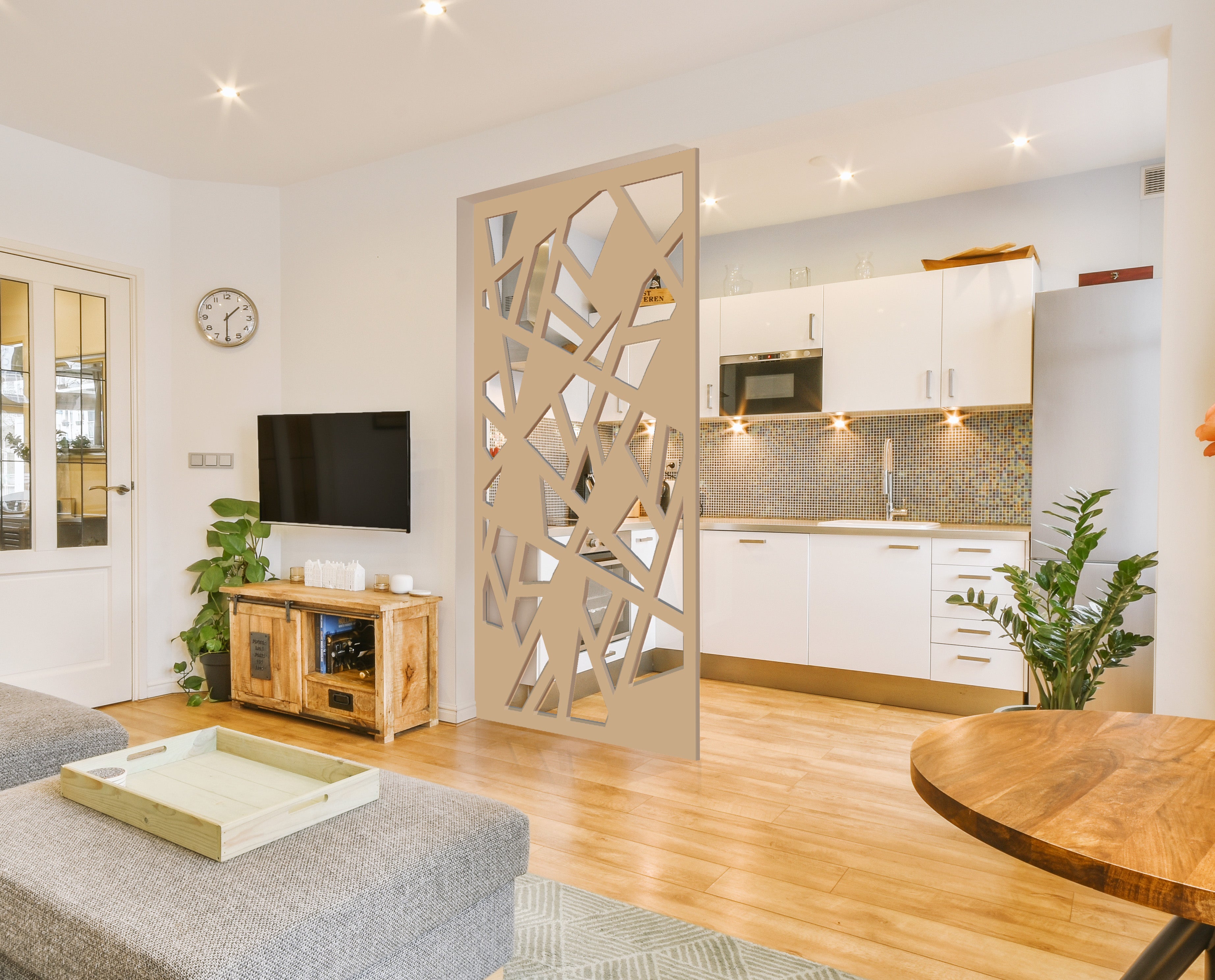 Cloison de séparation bois FUMIO MDF claustra L.100xH.200xE.1.9cm ...