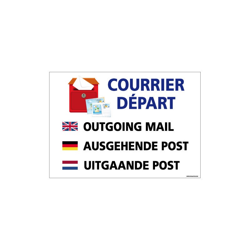 PANNEAU COURRIER DEPART (H0297) 210 x 150 mm Matière Aluminium | Leroy ...