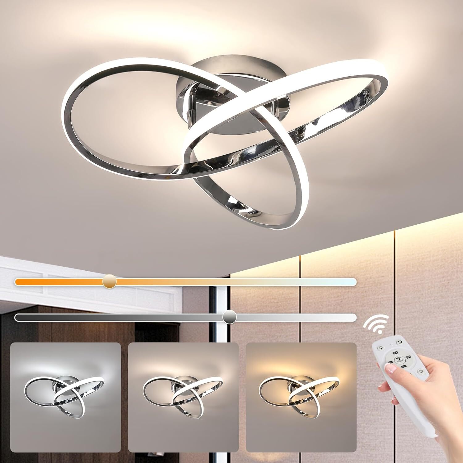 COMELY Plafonnier LED Moderne 36W 4050lm avec Télécommande, Température ...