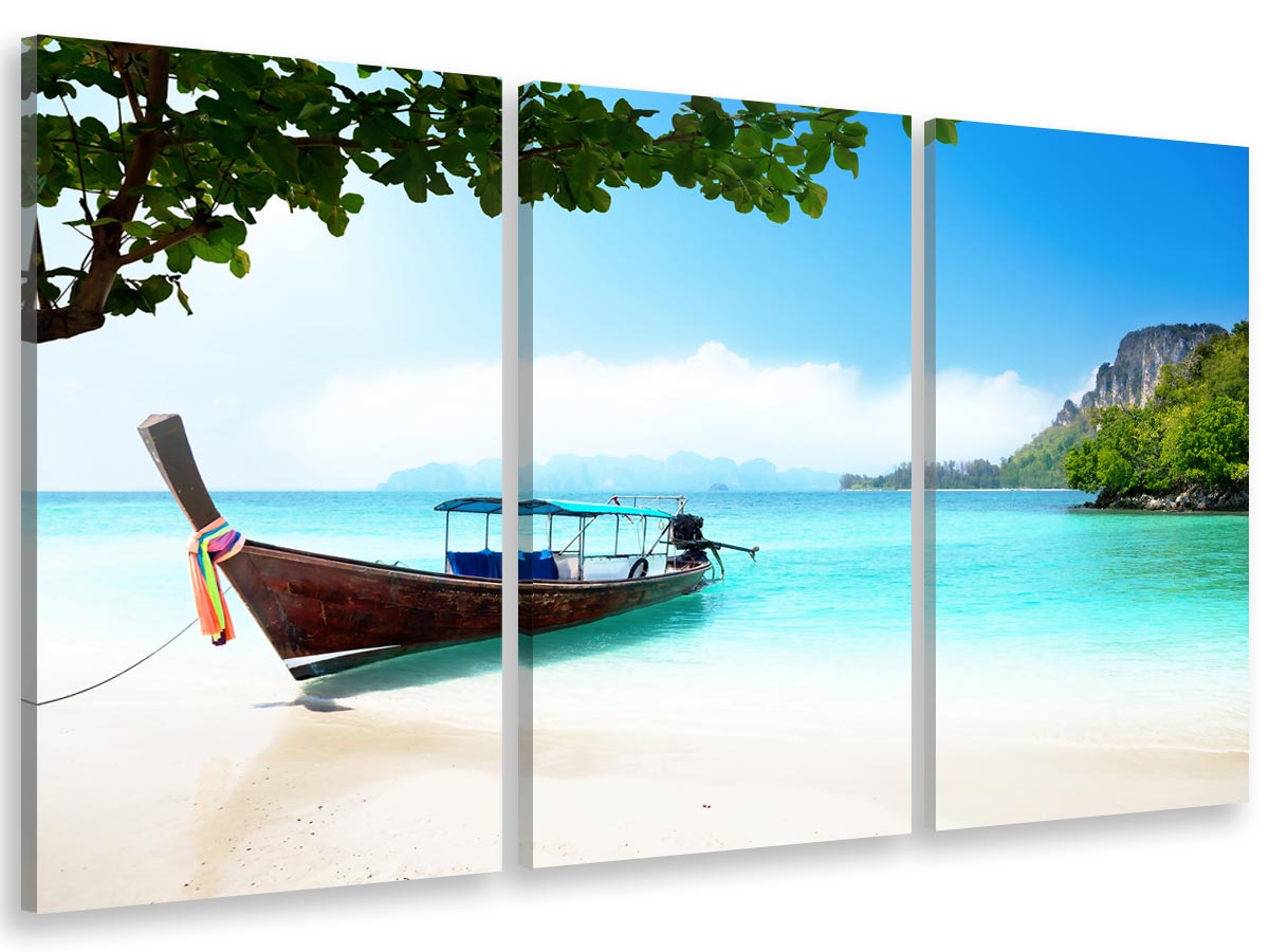 Tableau triptyque deco bateau à krabi thailande - 90x60 cm | Leroy Merlin
