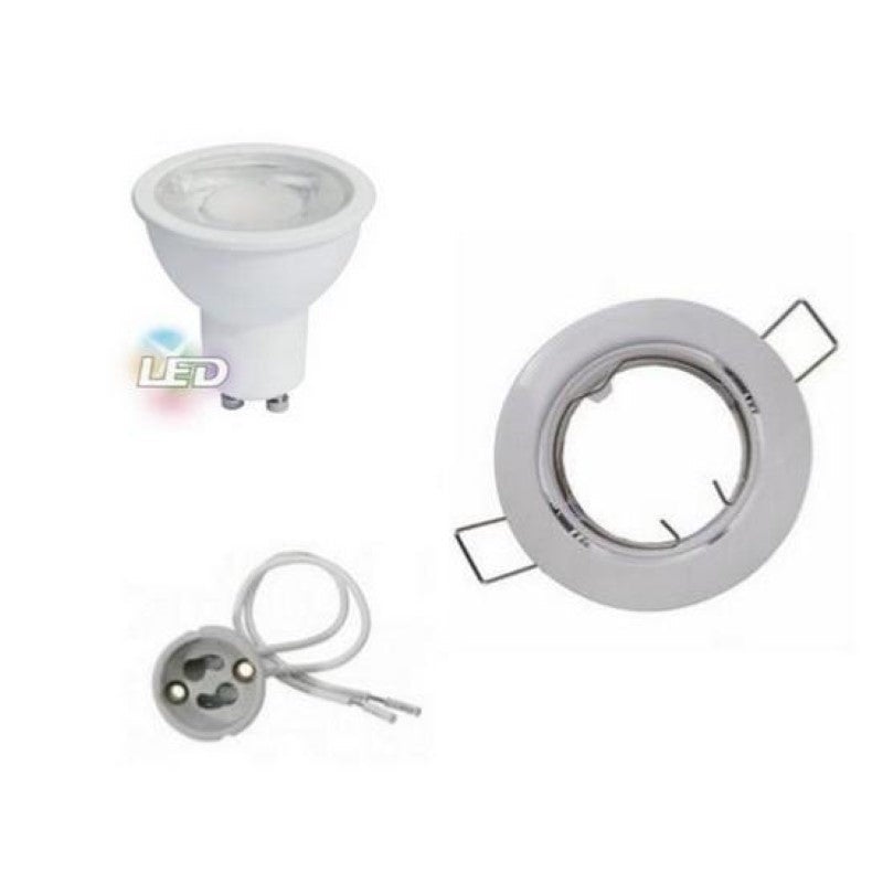 Kit Spot LED GU10 encastrable 8W Orientable Rond Blanc - Blanc Neutre ...