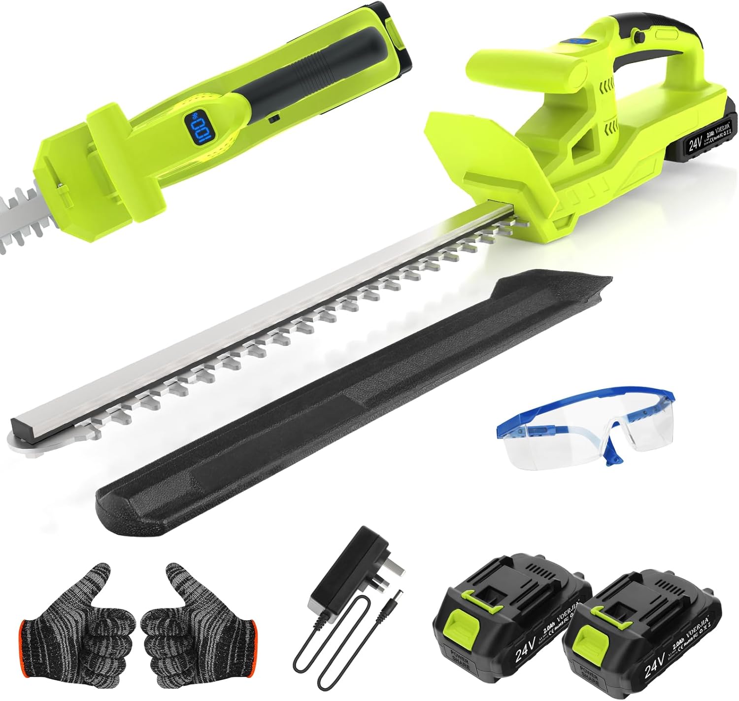 Taille-haie sans fil 21V – 2 batteries 2000mAh – Lame 50 cm – Coupe ...
