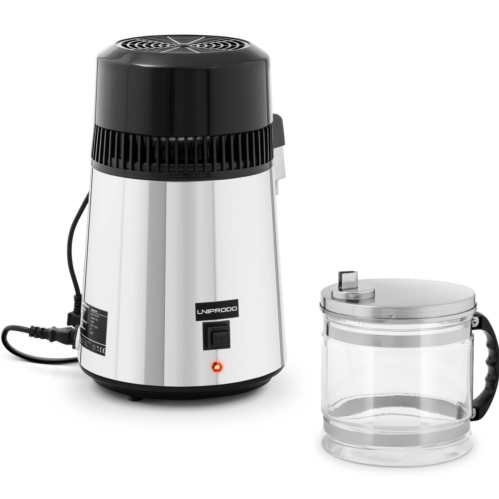 Distillateur d'eau - Uniprodo - Cruche en verre - Puissance : 820 W ...