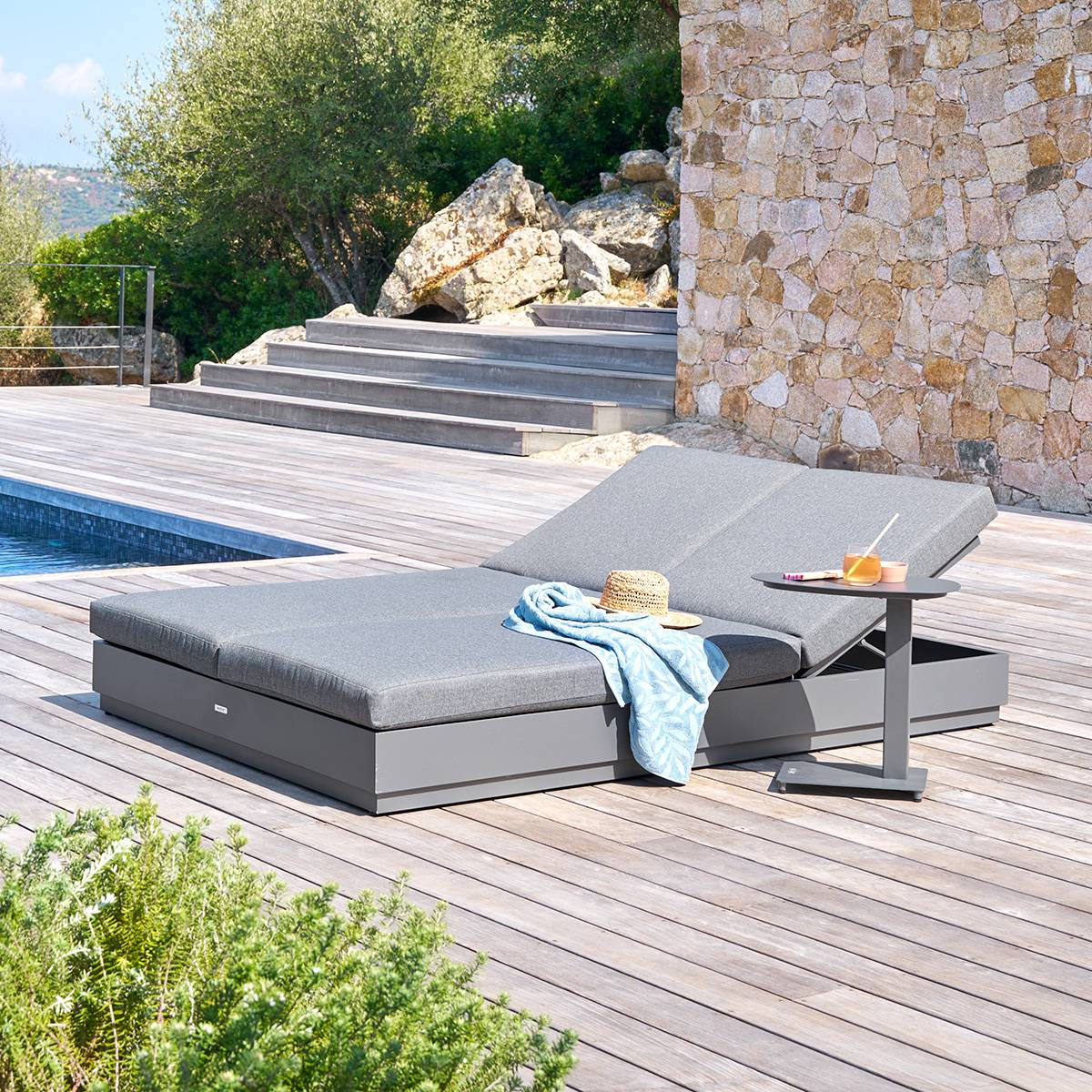 Lit de piscine Allure gris graphite - Hespéride | Leroy Merlin