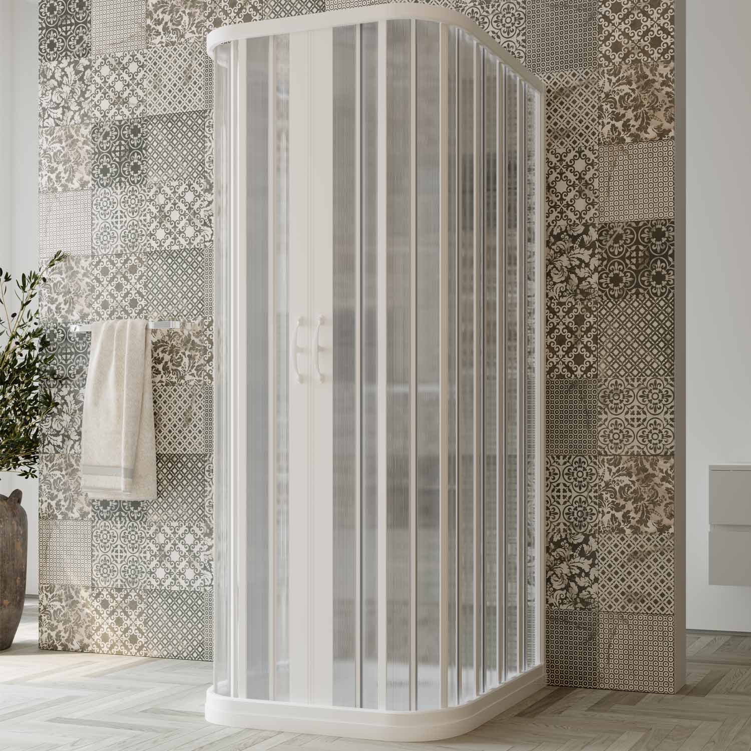 Cabine parois de douche pliante 3 côtés en PVC 80x100x80 cm h 185 mod ...