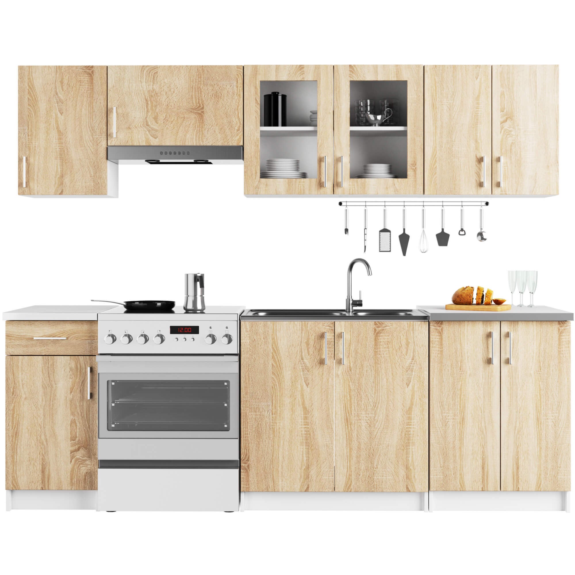 Conjunto de cocina con vitrina AKORD LIMA 2,4 m Blanco 240 cm 11 ...