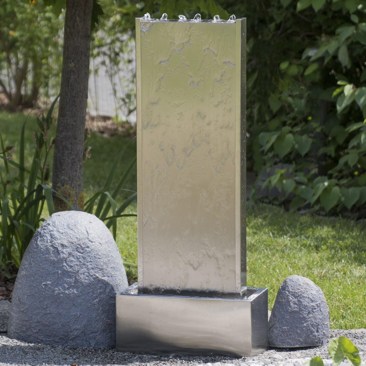 Pared de agua de aprox. 97 cm de acero inoxidable cepillado Fuente de ...