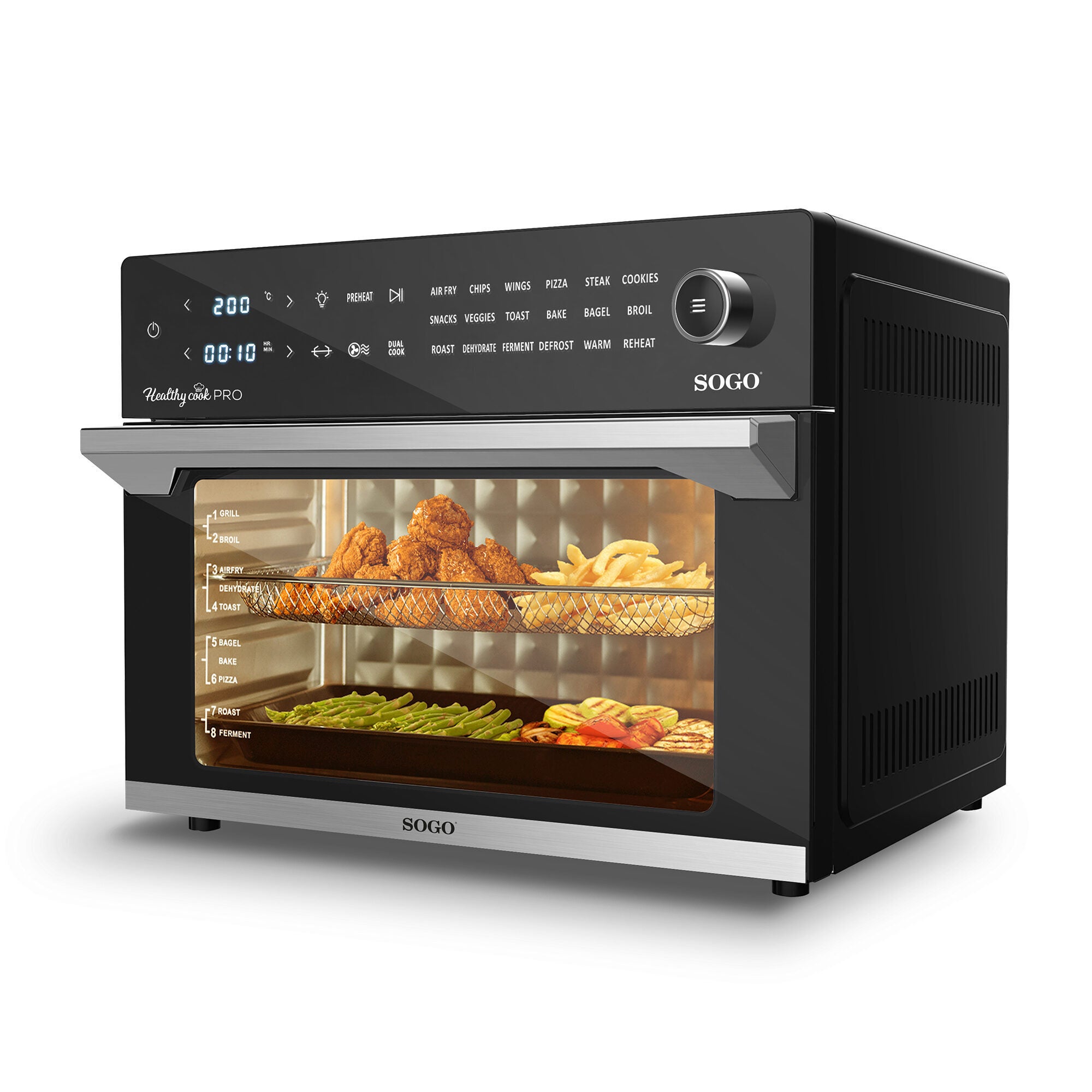Friggitrice ad aria digitale 30L con forno disidratatore, 18 programmi ...