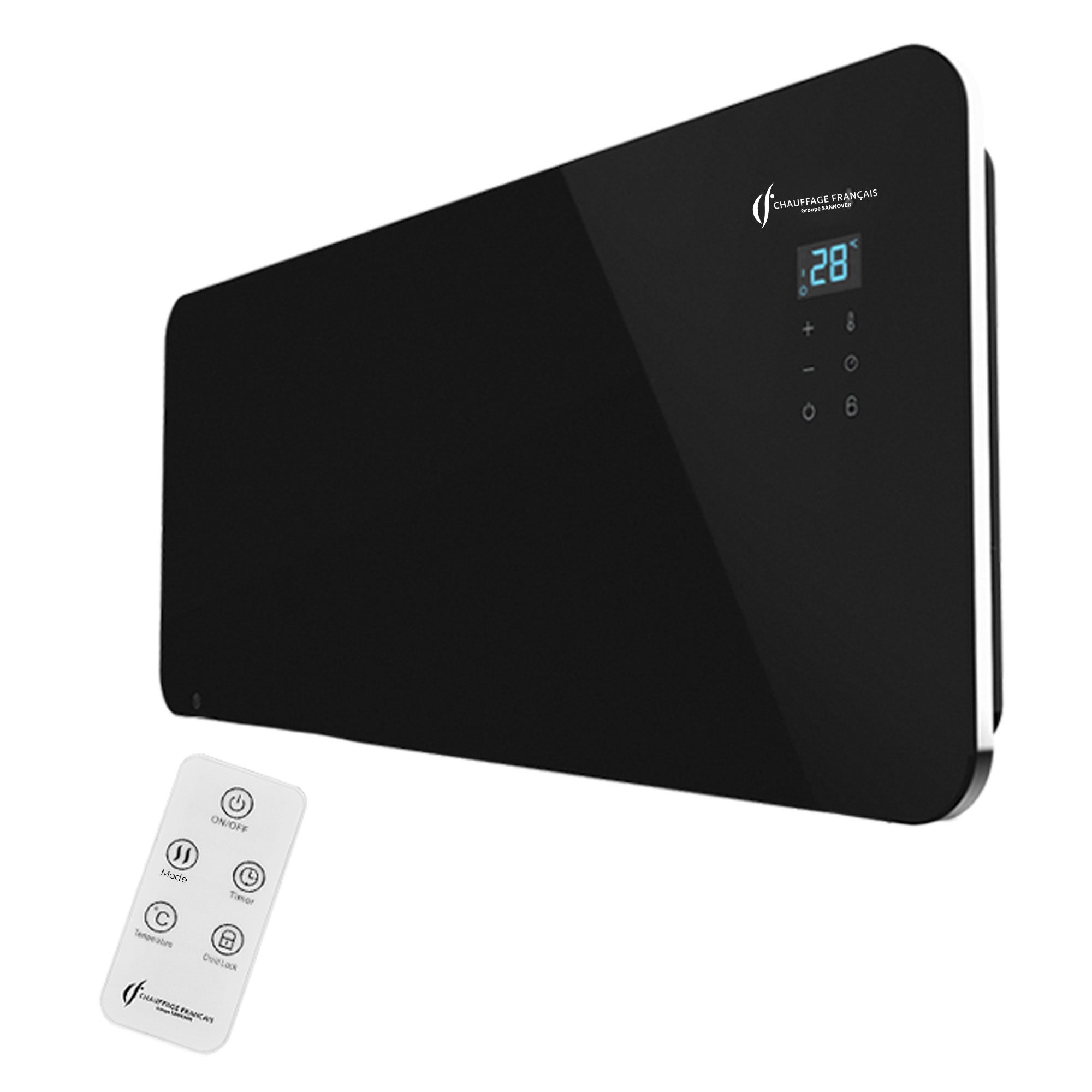 Radiateur Electrique Mural en Verre Sorimo Sannover 1000 W Noir | Leroy ...