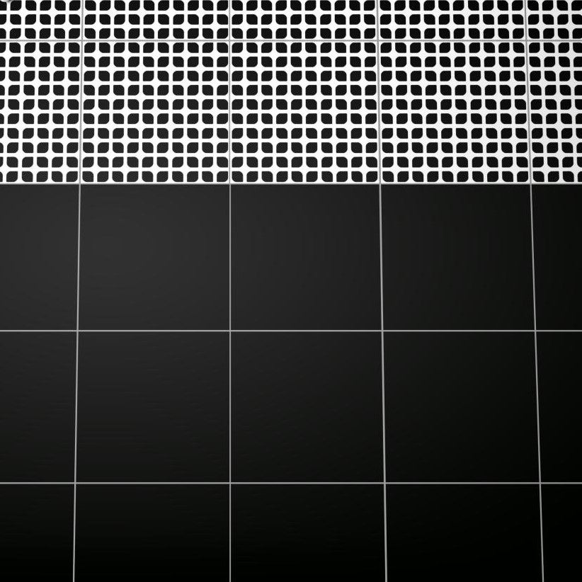 Azulejo Premium porcelánico efecto hidraúlico negro sólido mate Black ...