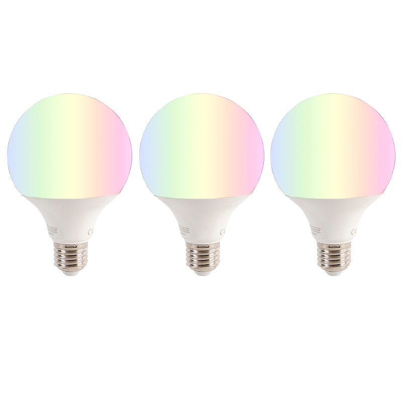Lot de 3 lampes LED intelligentes E27 RGBW G95 11W 1050 lm 2200-4000K ...